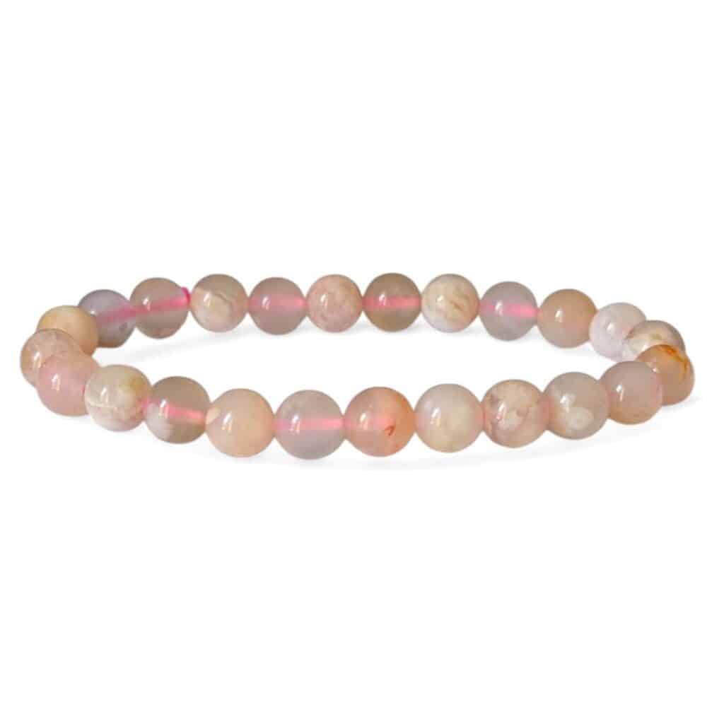 Bracelet Agate fleur 8 mm | Vertus - bienfaits en lithothérapie