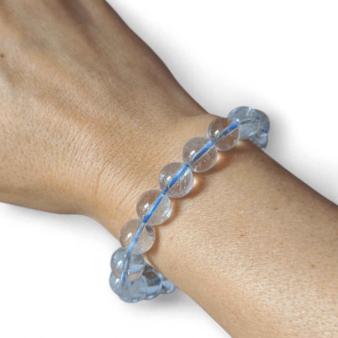 Bracelet Topaze bleue 10mm - Provenance Brésil