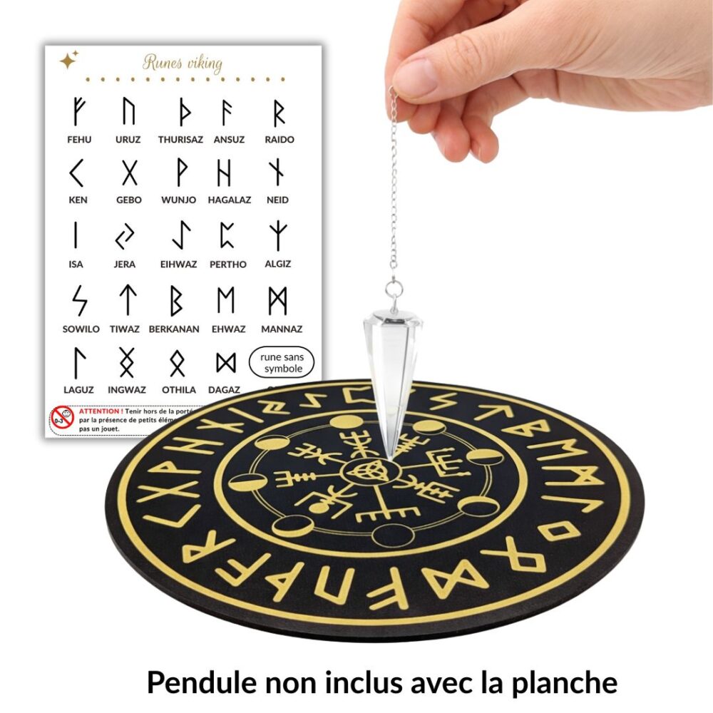 Planche de divination runique noire 20cm - Garaulion